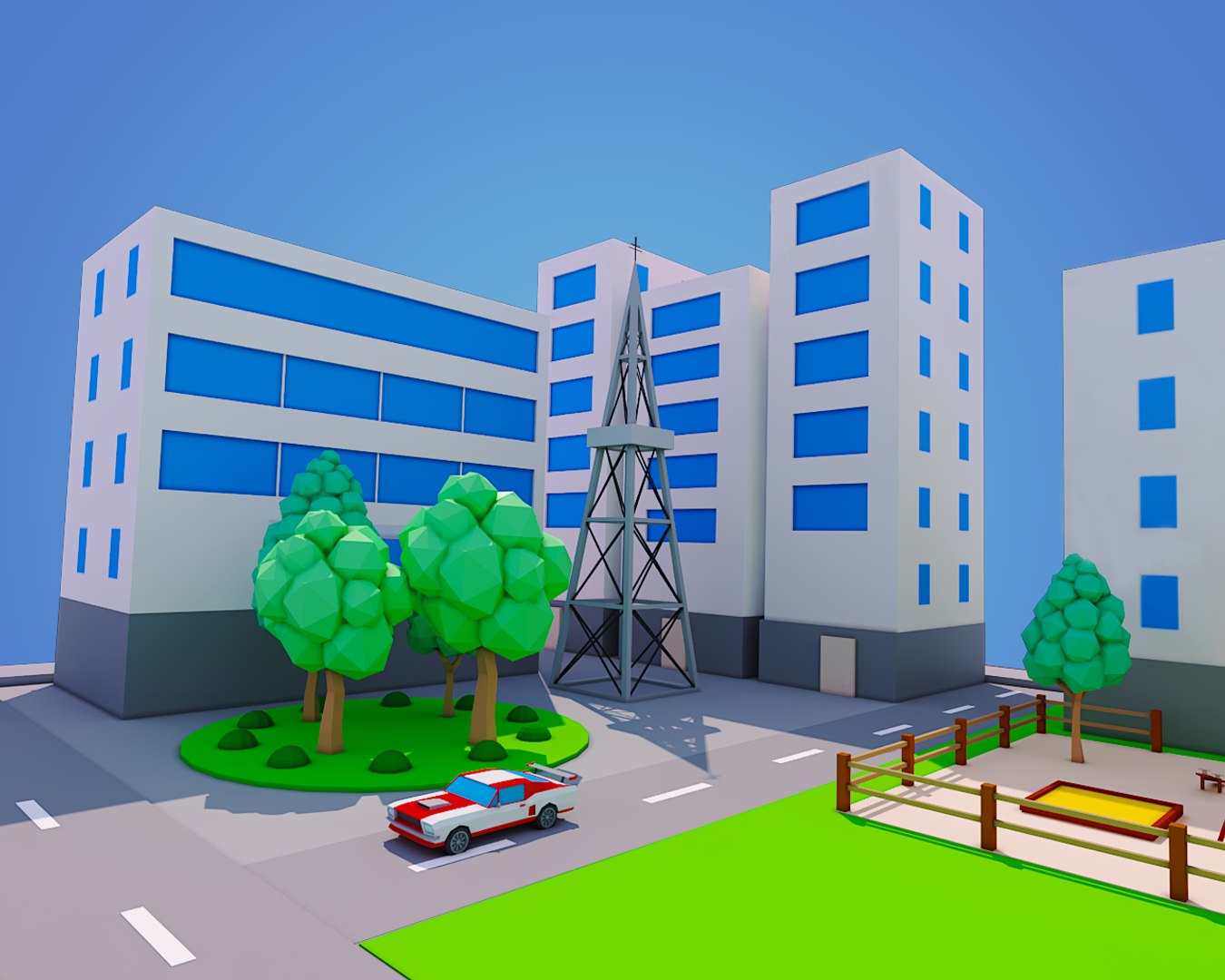 3D City Block Model - TurboSquid 1255497