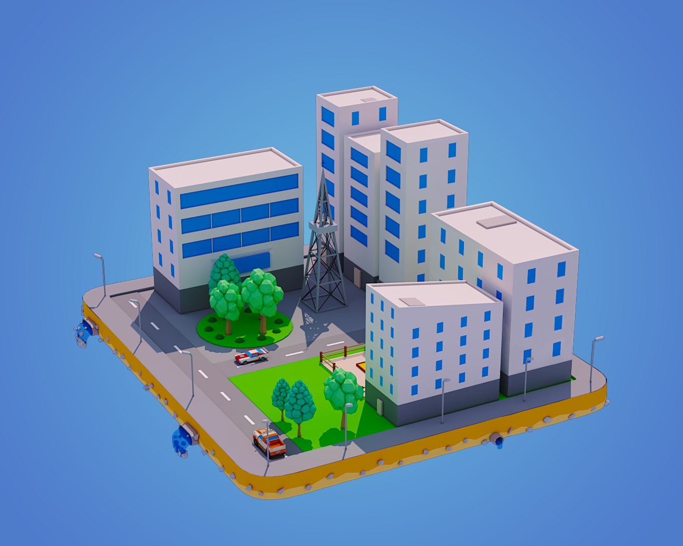 3D City Block Model - TurboSquid 1255497
