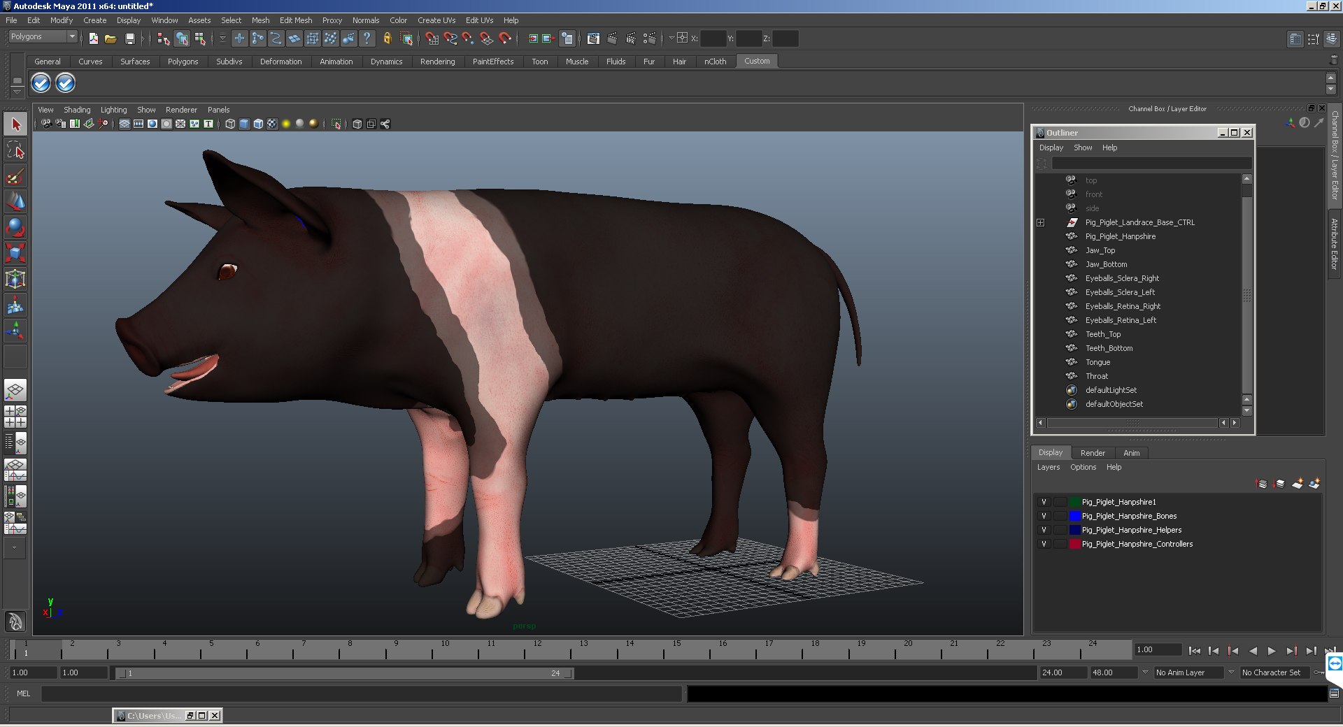 Hampshire Pig Piglet Rigged Model - TurboSquid 1377334