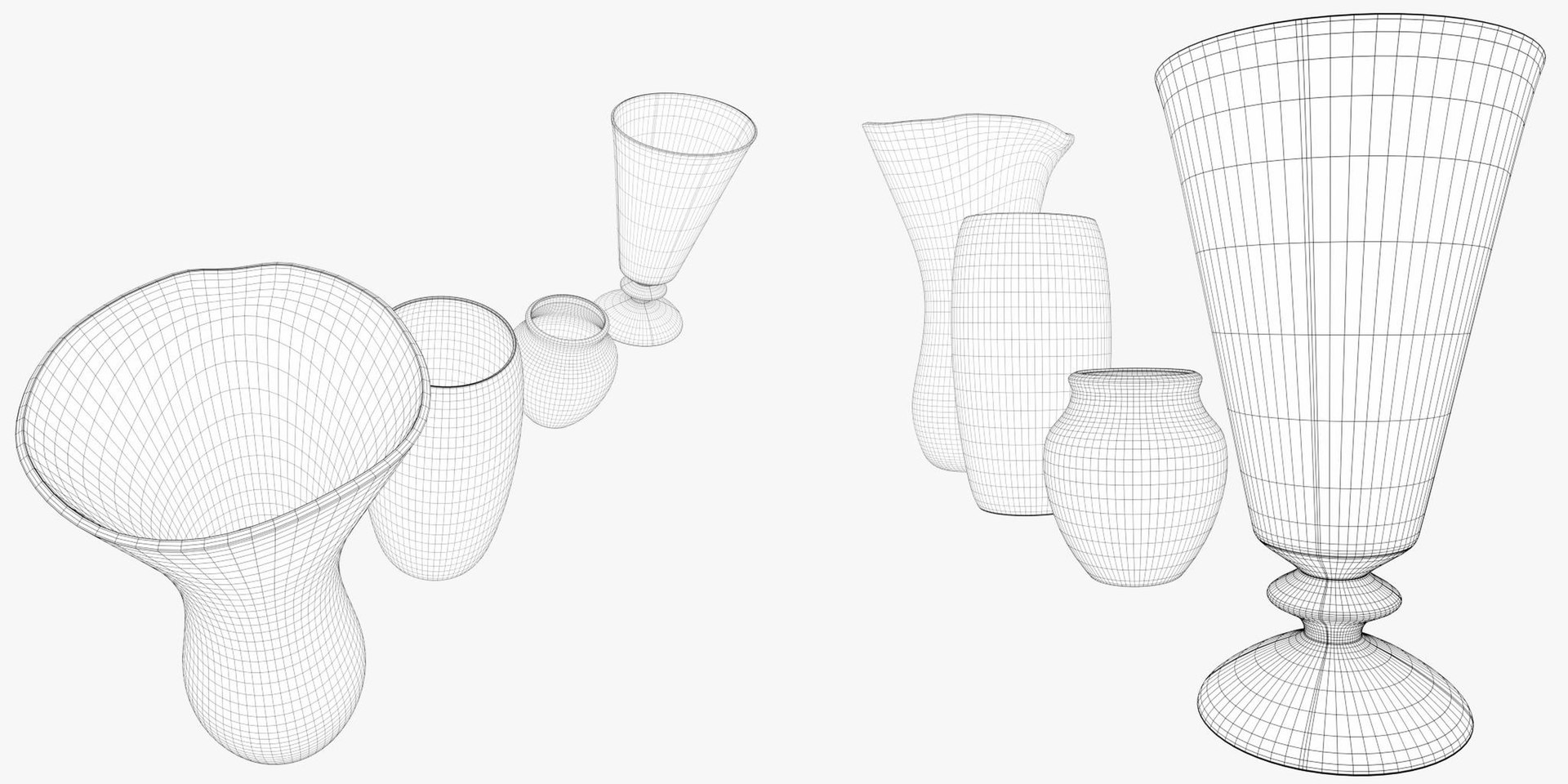 3d Model 4 Vases Set