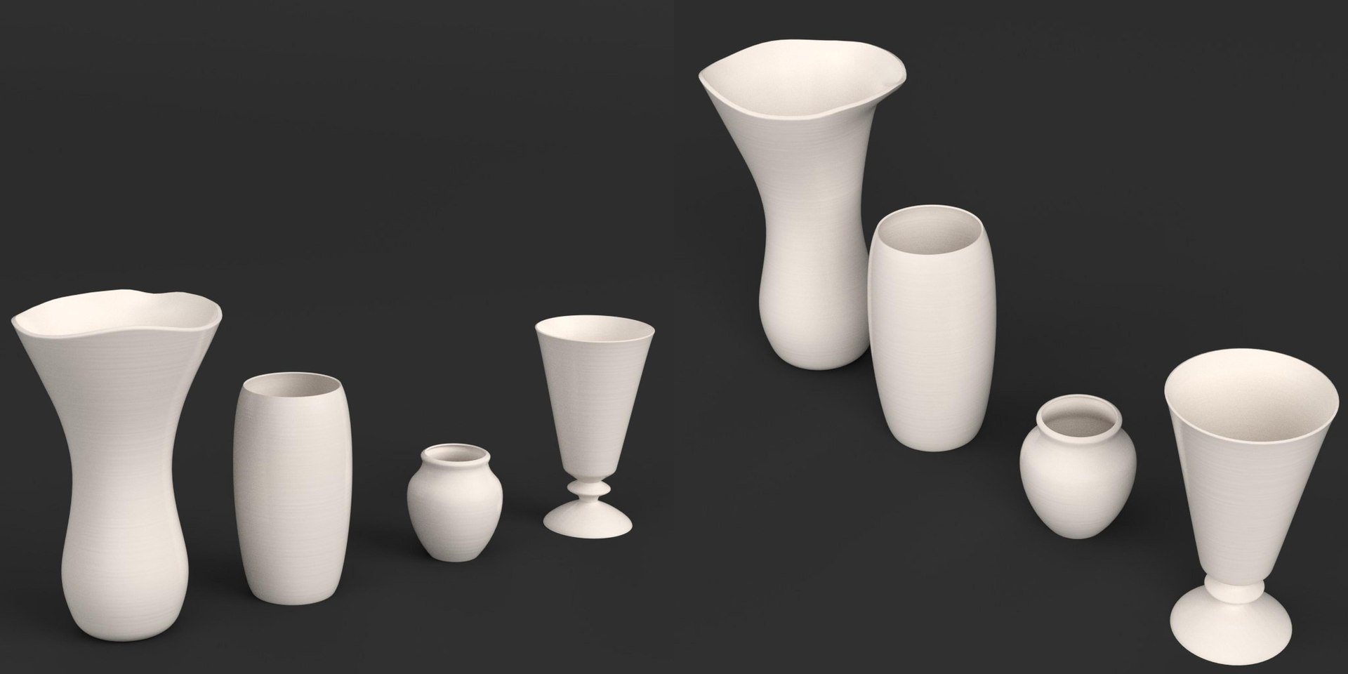 3d Model 4 Vases Set