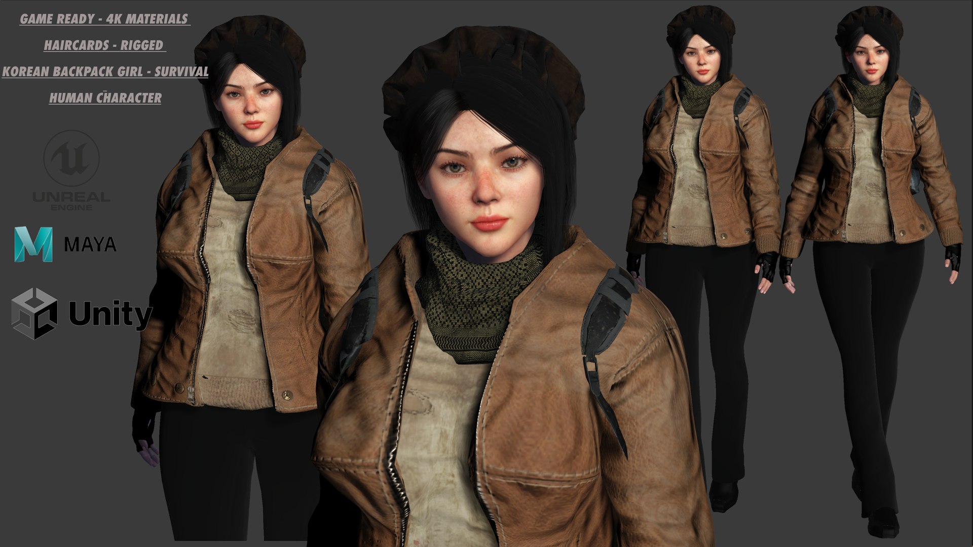 3D HYPER REALISTIC HUMAN RIG-KOREAN ASIAN GIRL - SURVIVAL OUTFIT 3D ...