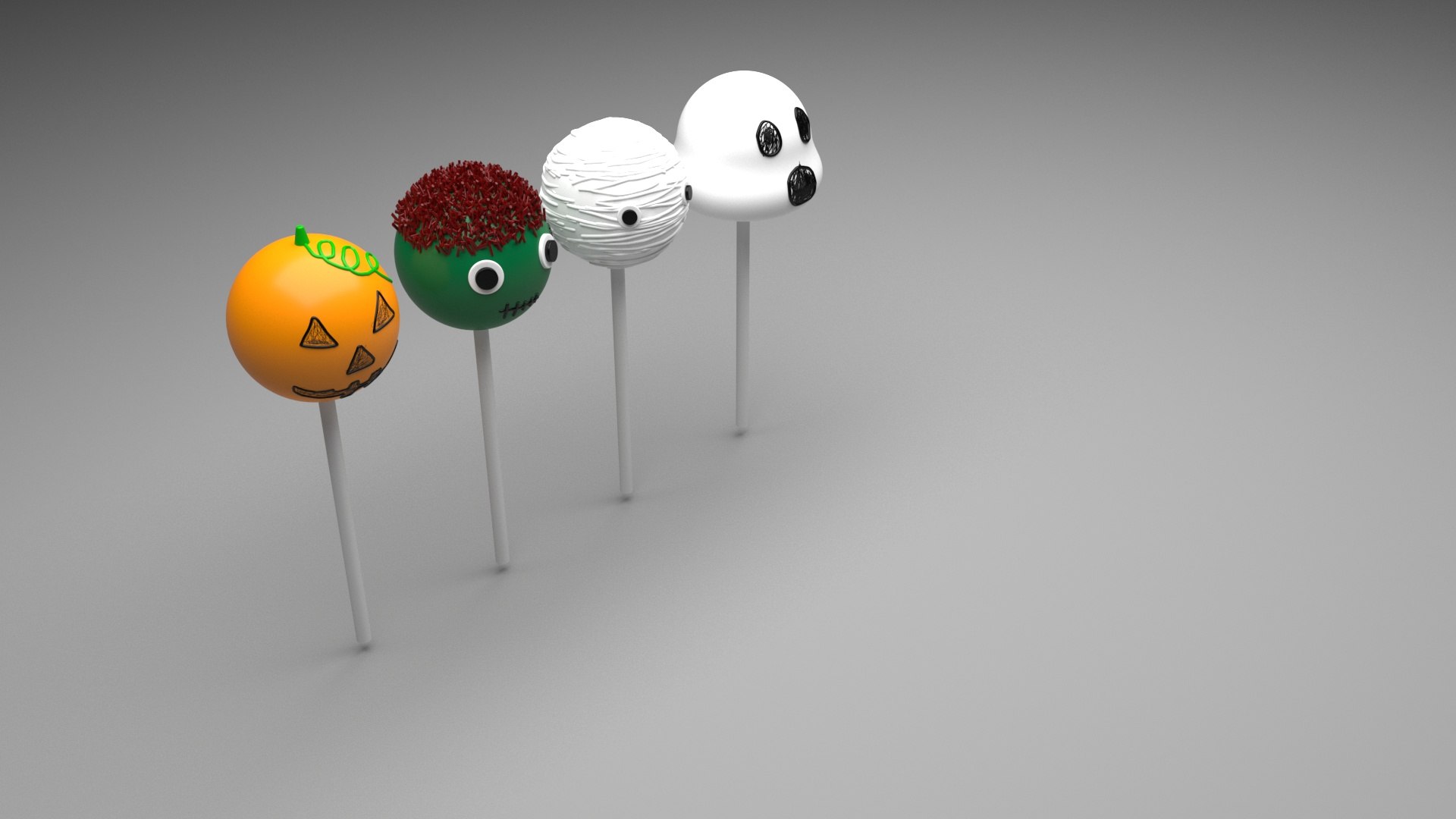 3D Halloween Cake Pops Set model - TurboSquid 1920582
