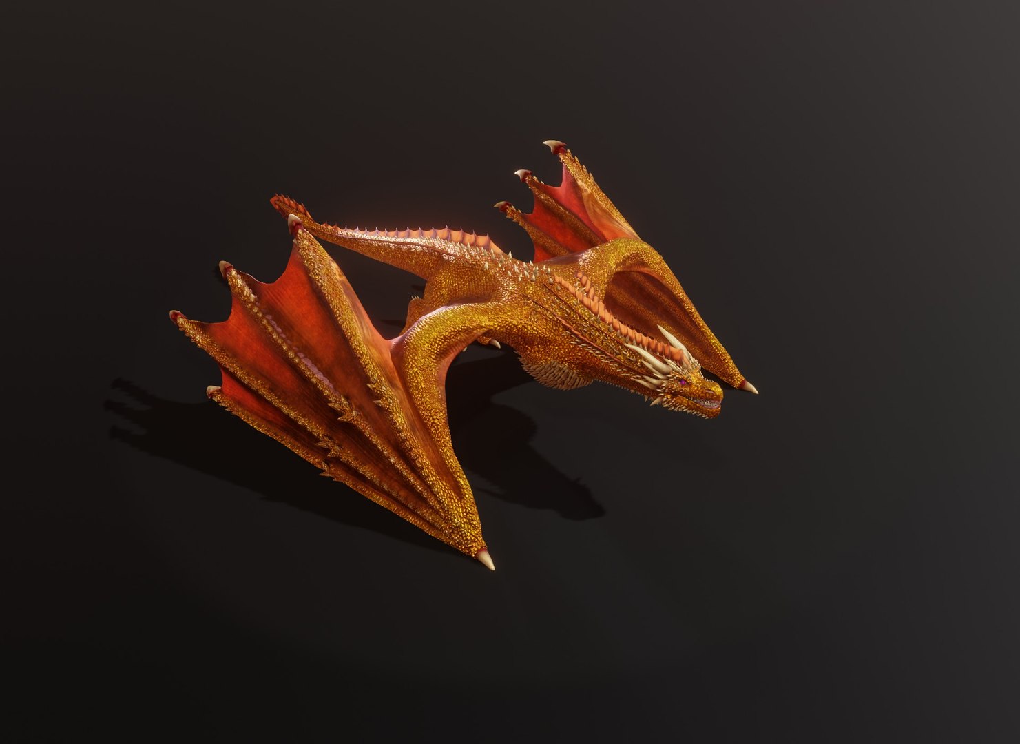 Realistic Gold Wyvern Animated Game-ready Low-poly 3D Model 3D Model ...