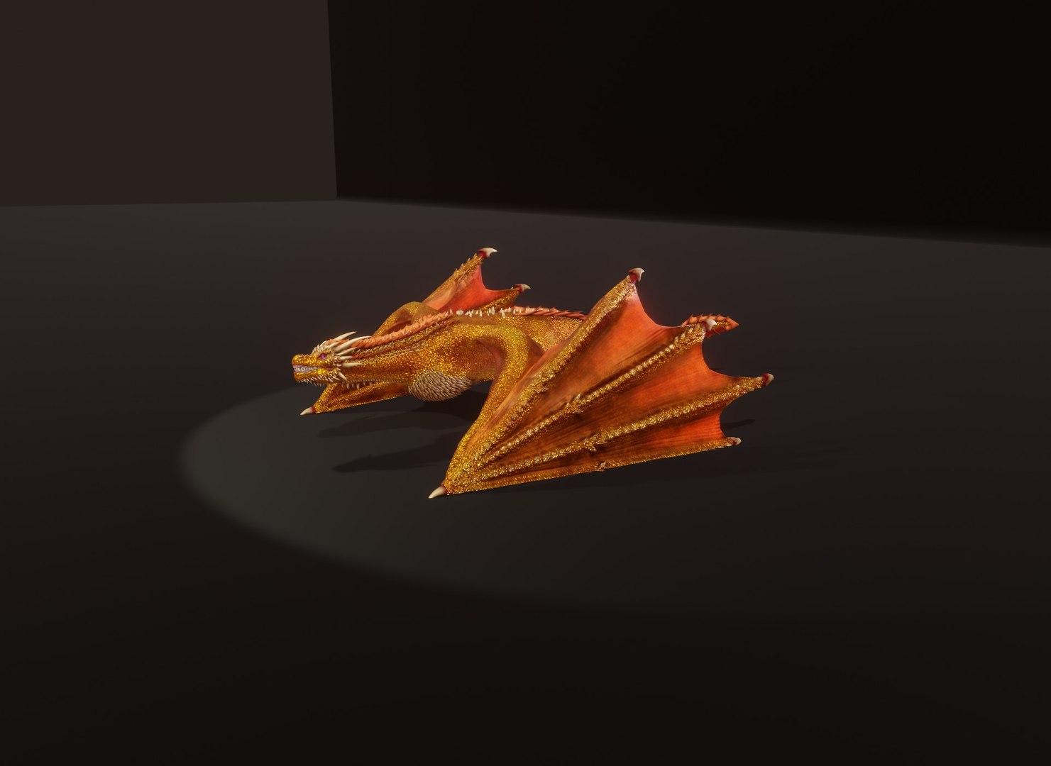 Realistic Gold Wyvern Animated Game-ready Low-poly 3D Model 3D Model ...