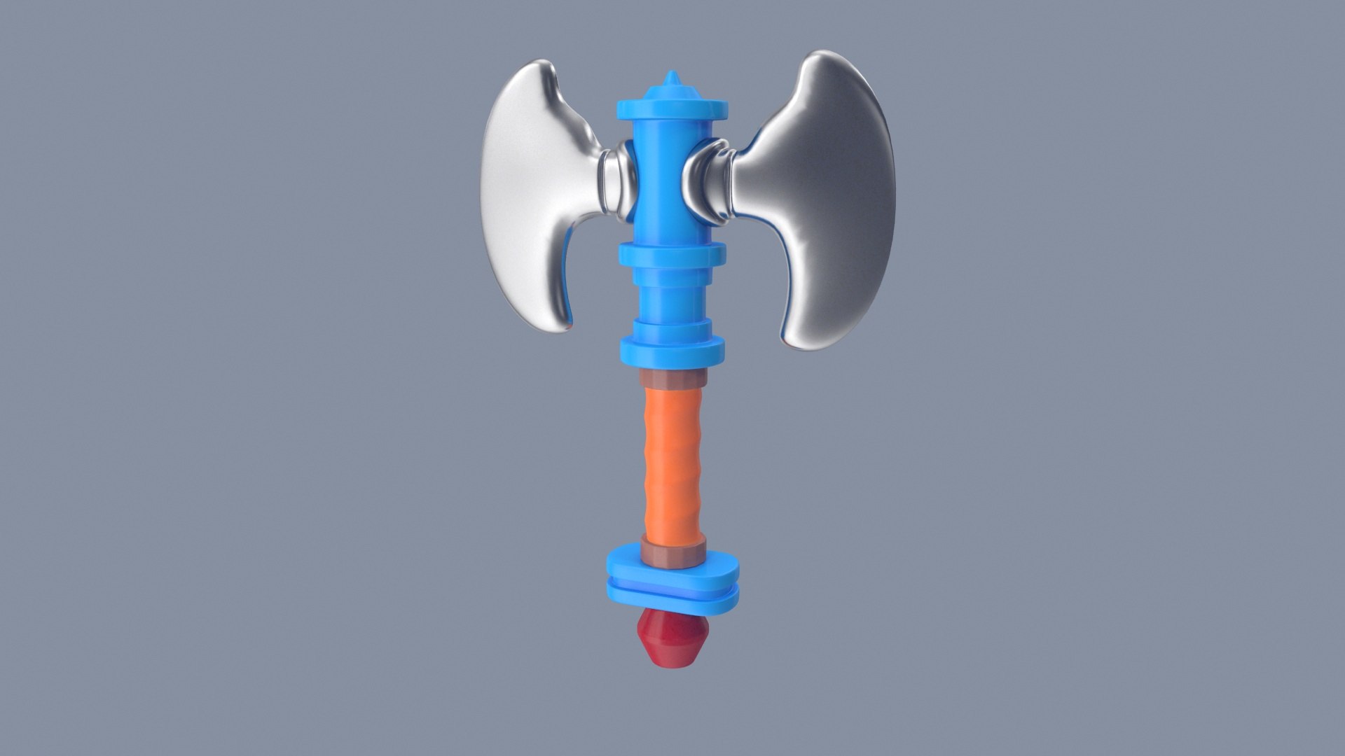 Blue And Orange Dual-Blade Axe Stylized 3D Model - TurboSquid 2422787