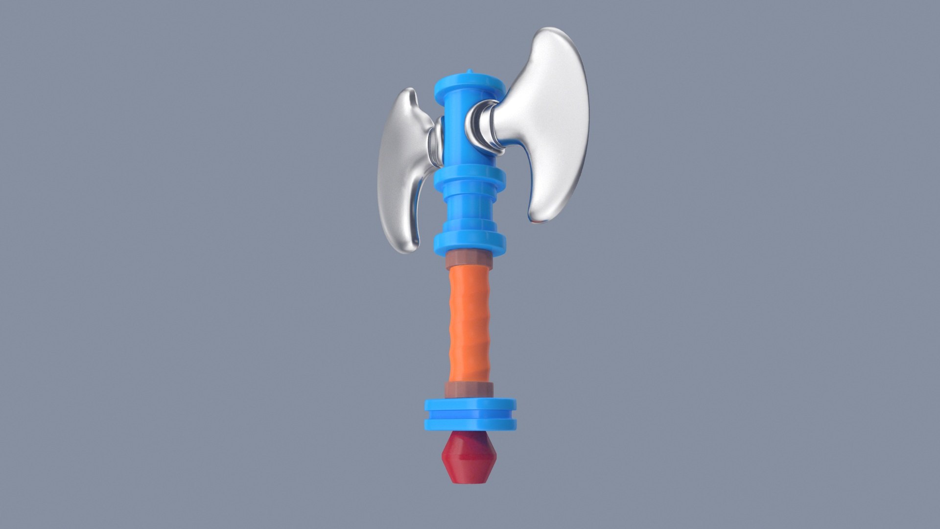 Blue And Orange Dual-Blade Axe Stylized 3D Model - TurboSquid 2422787