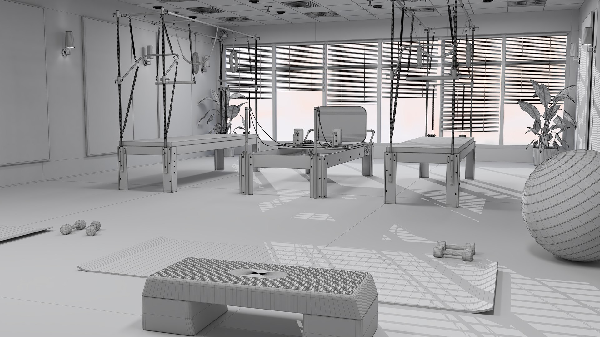 Pilates Reformer Studio Interior Model 3D Model - TurboSquid 2220725