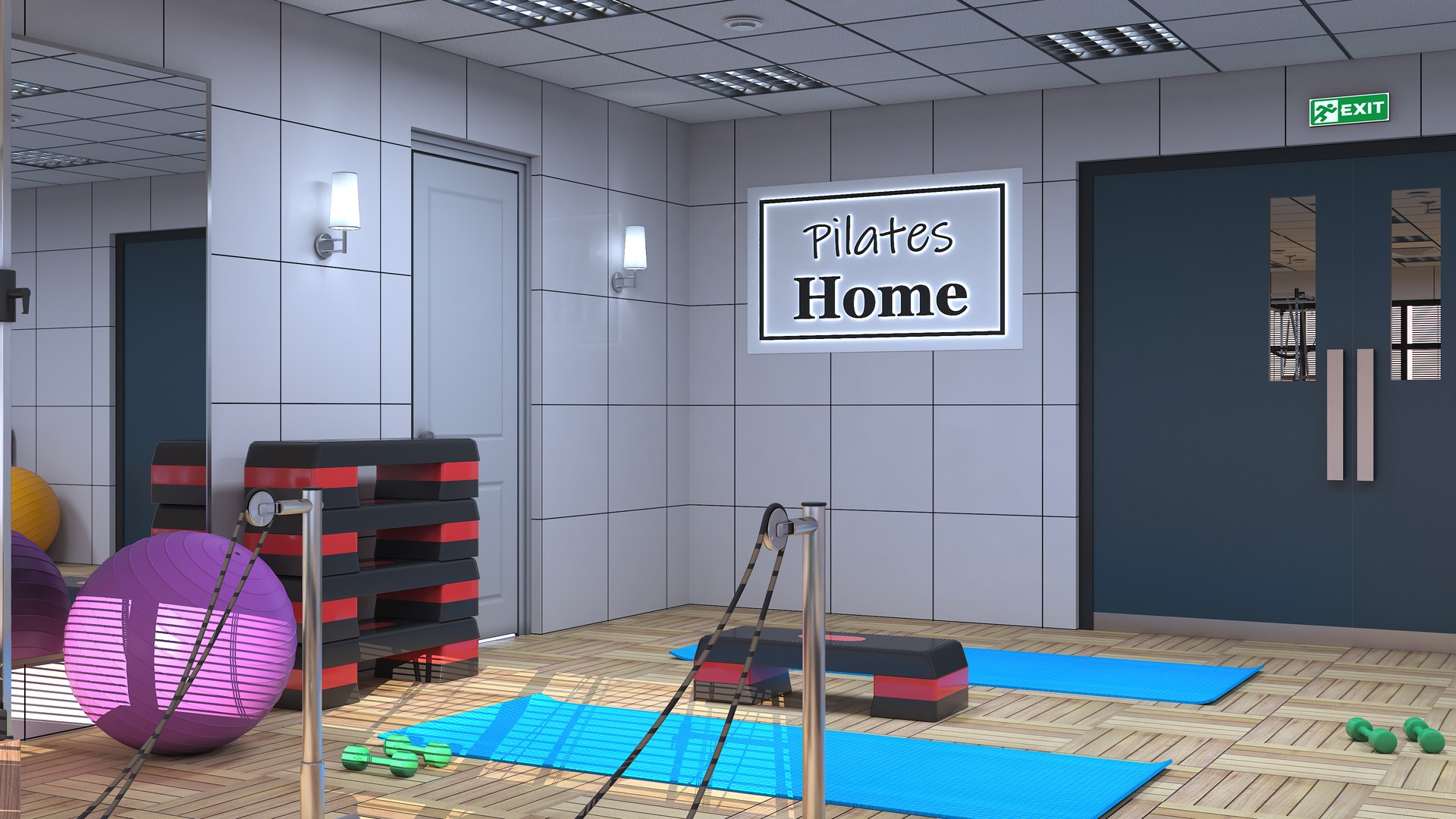 Pilates Reformer Studio Interior Model 3D Model - TurboSquid 2220725