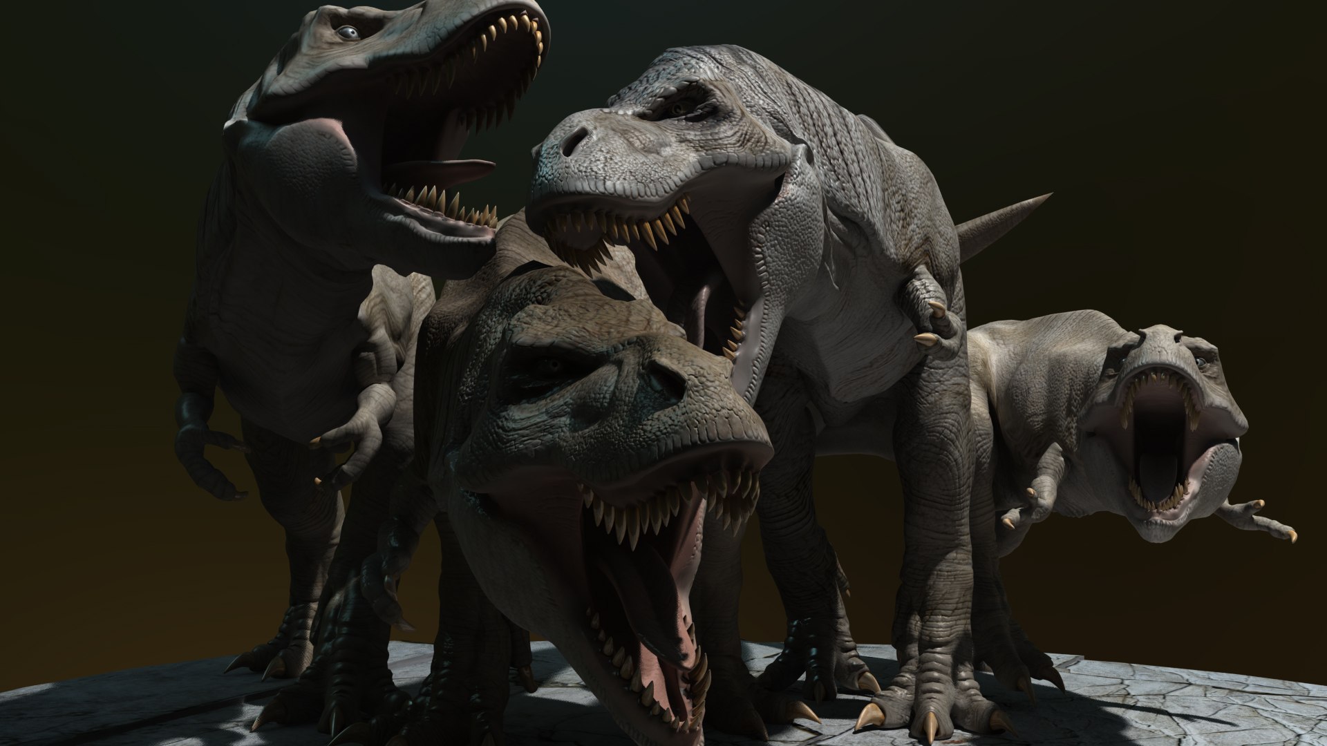 3D Fighting Tyrannosaurs - TurboSquid 1301384