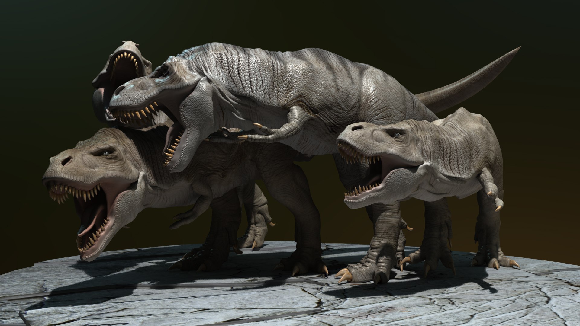 3D Fighting Tyrannosaurs - TurboSquid 1301384