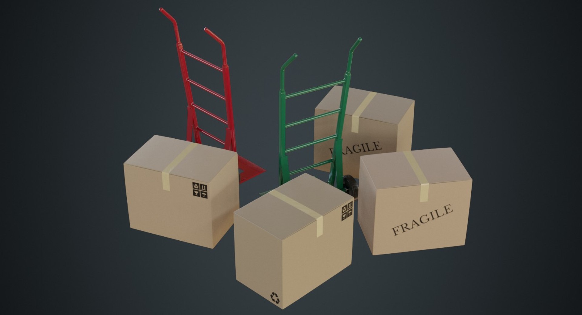 Hand Truck Boxes 1a 3D Model - TurboSquid 1418404