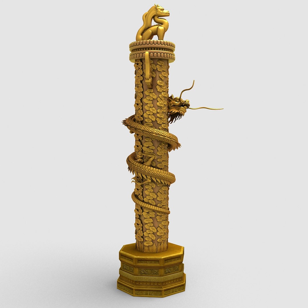 3d Chinese Dragon Pillar