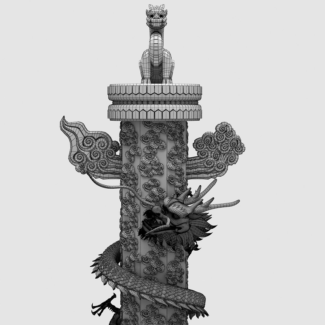 3d Chinese Dragon Pillar