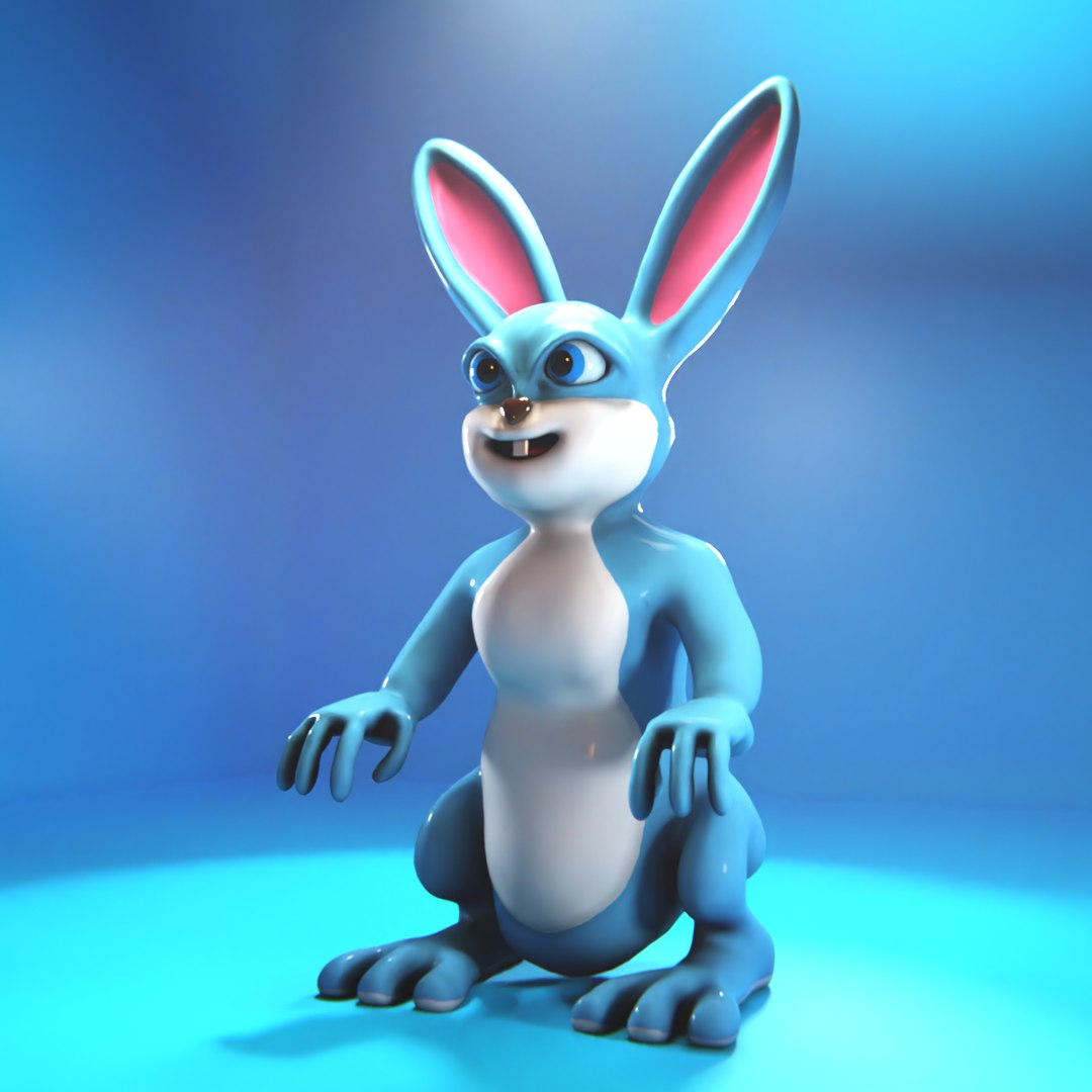 Blue Sky Rabbit 3D Cartoon Model - TurboSquid 2232540