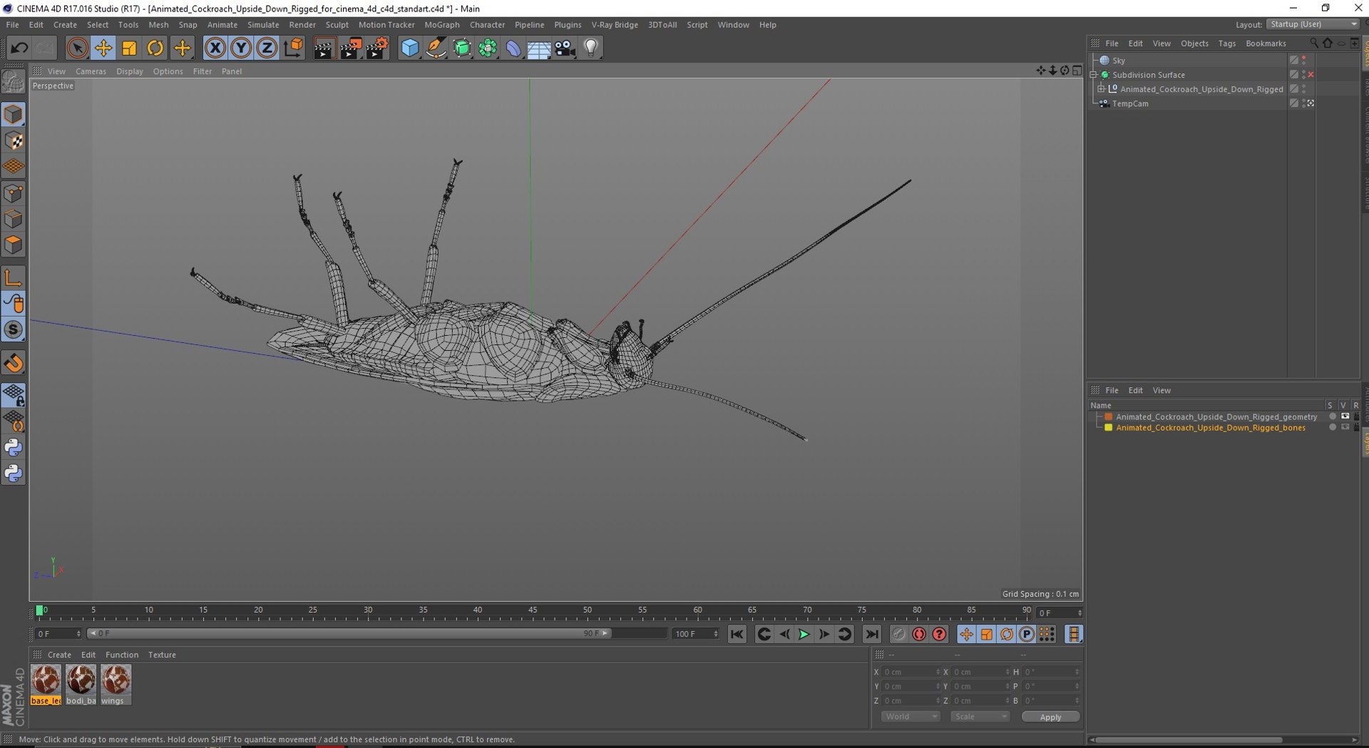3D Animated Cockroach Upside Down Rigged For Cinema 4D - TurboSquid 2105265