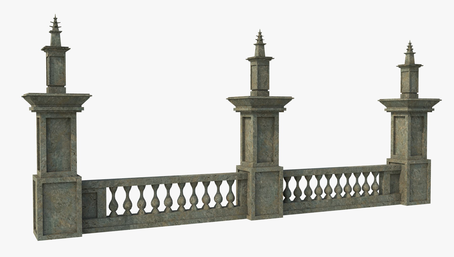 3D Ancient Pillar Fence - TurboSquid 1716603