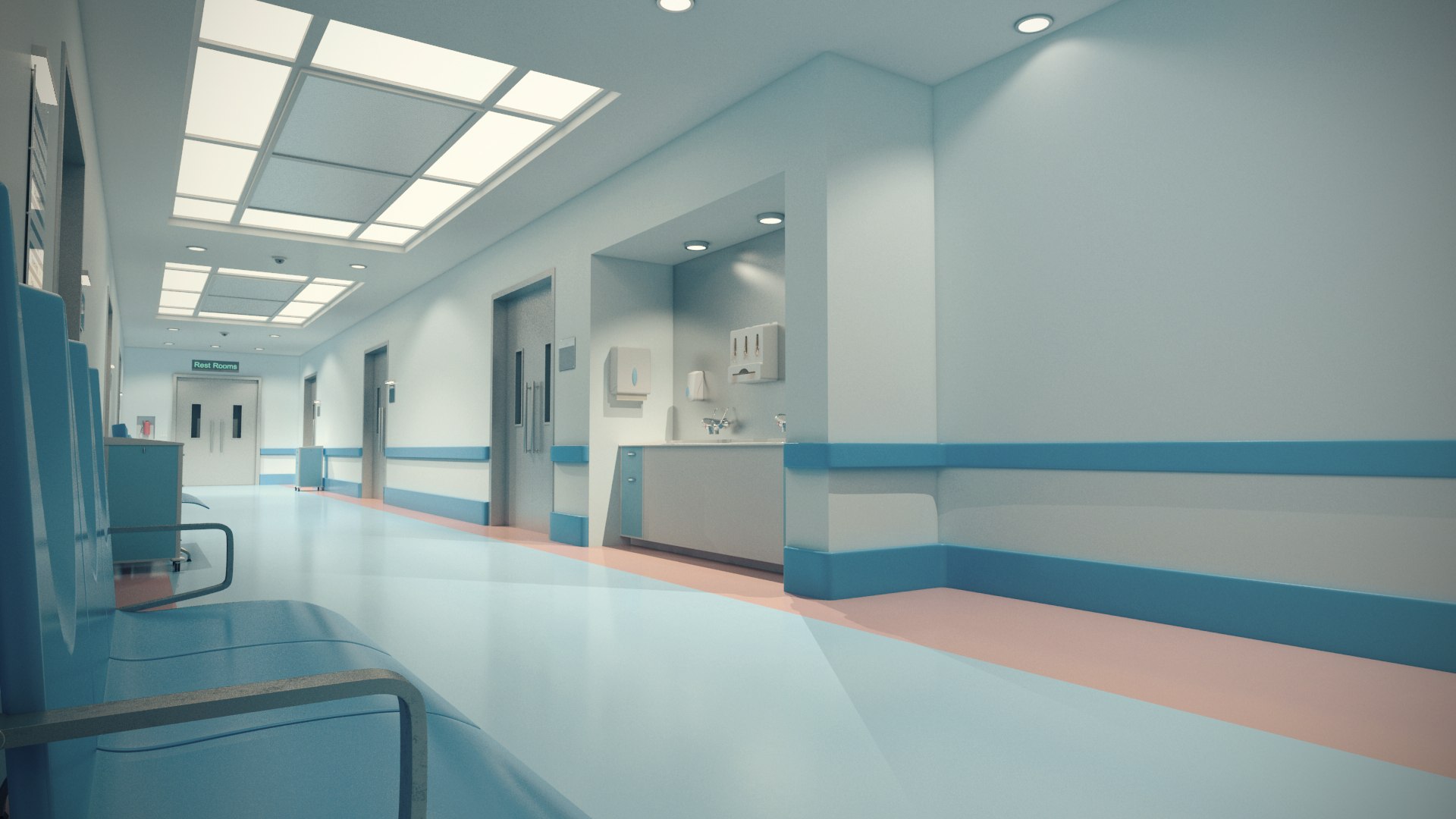 3D Model Hospital Hallway - TurboSquid 1179075