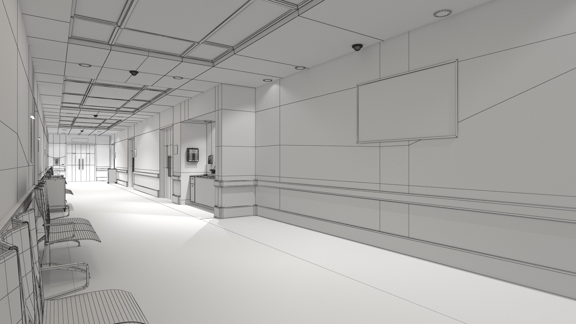 3D Model Hospital Hallway - TurboSquid 1179075