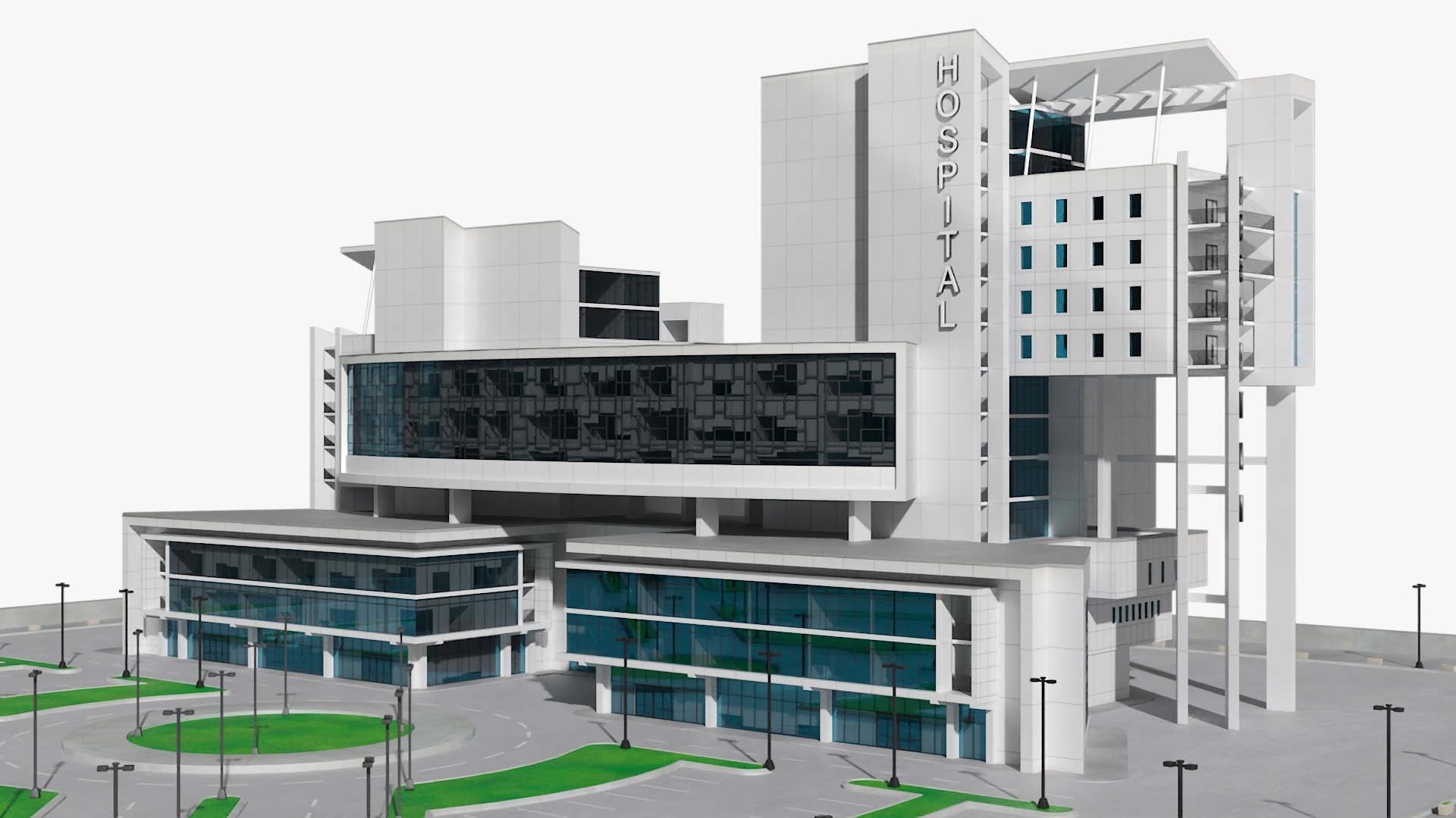Modern Hospital Complex 3D Model - TurboSquid 2386711