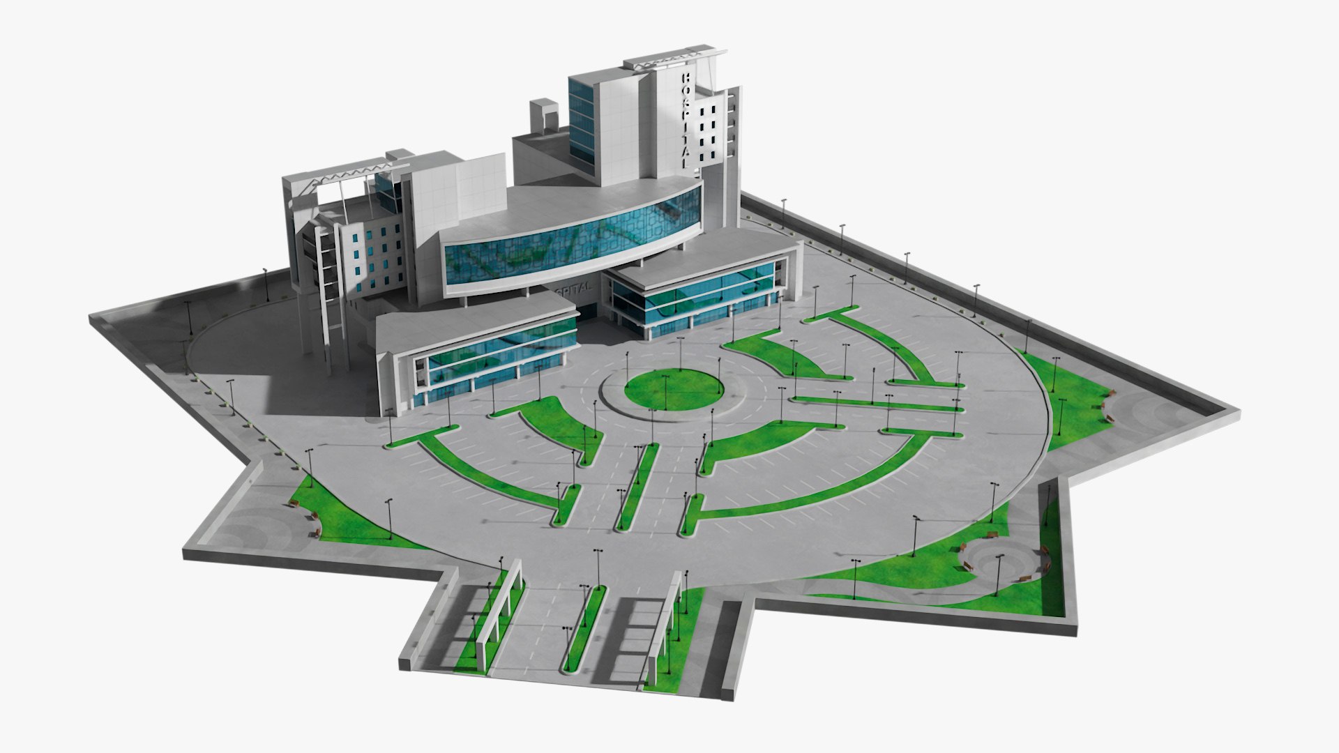 Modern Hospital Complex 3D Model - TurboSquid 2386711
