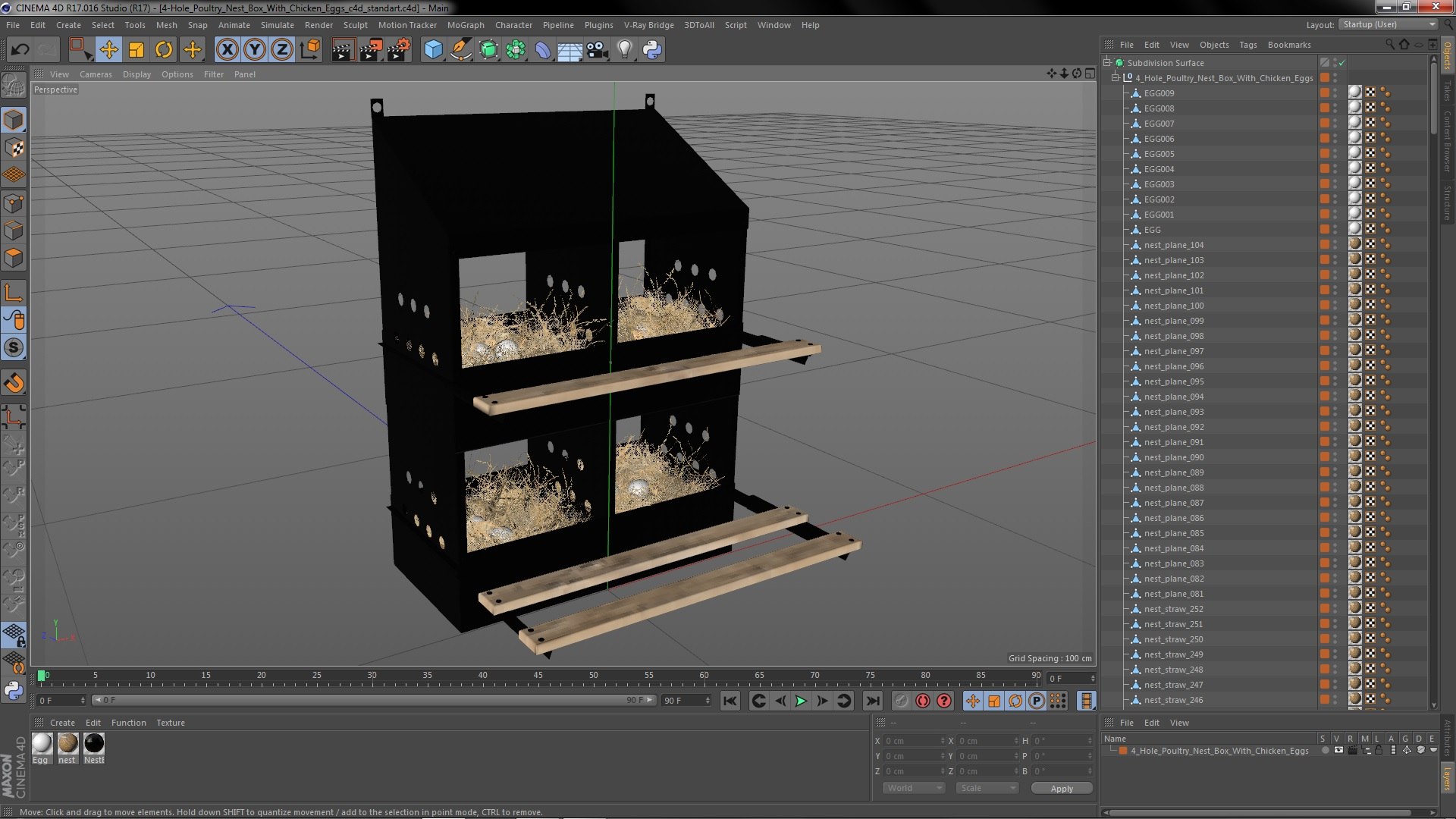 3D 4-Hole Poultry Nest Box With Chicken Eggs Model - TurboSquid 2080423
