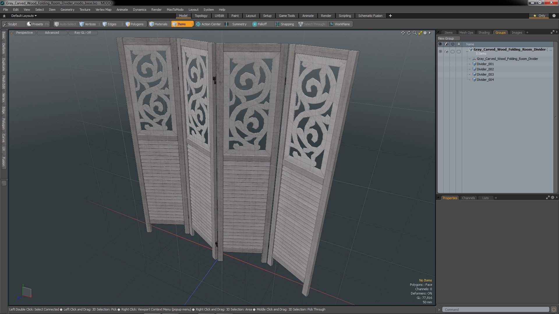 3D Gray Carved Wood Folding Room Divider Model - TurboSquid 2127805