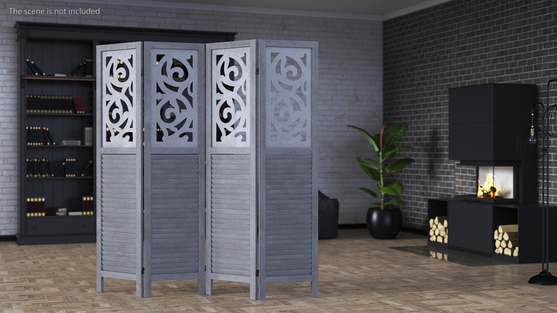 3D Gray Carved Wood Folding Room Divider Model - TurboSquid 2127805