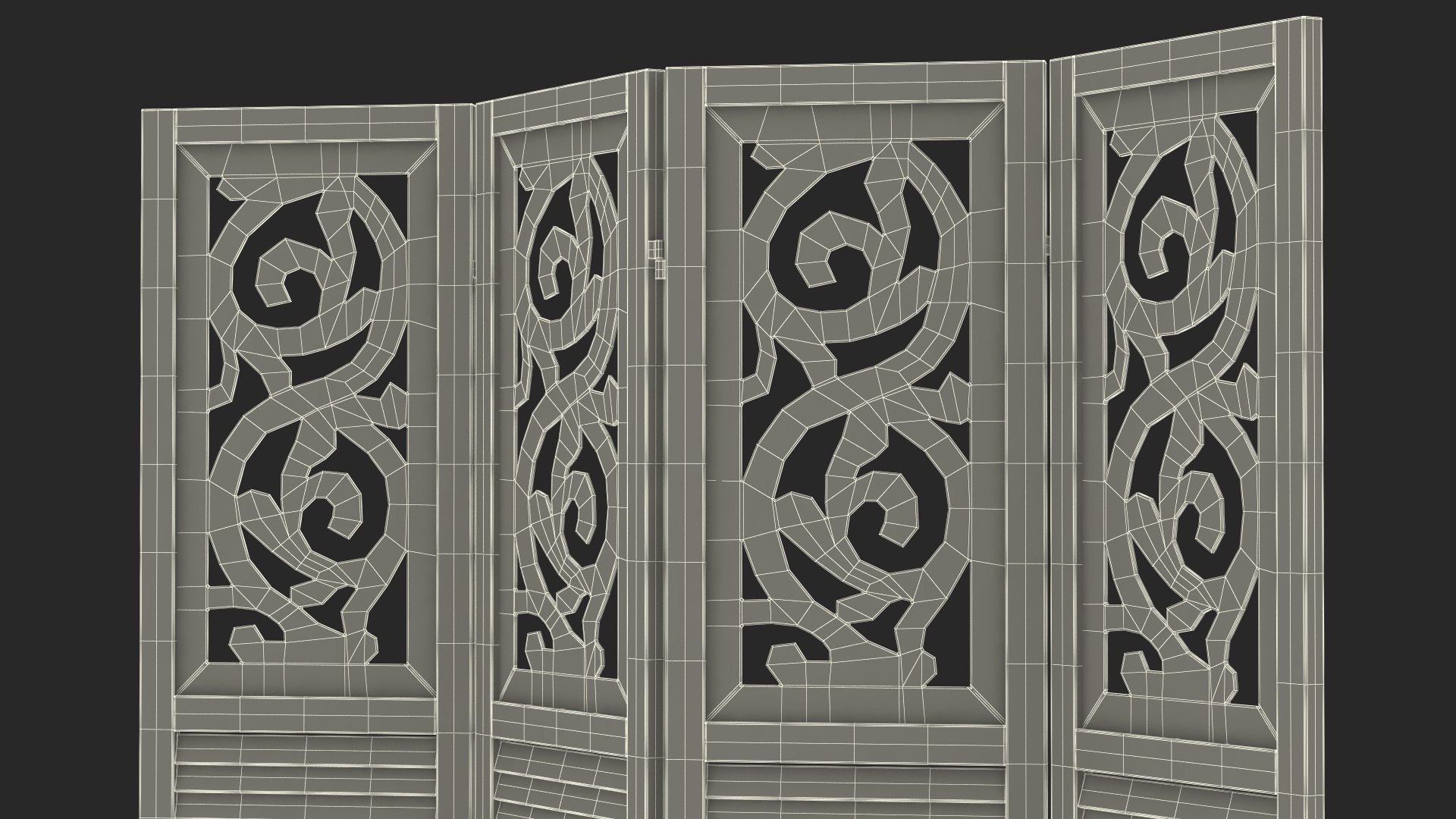 3D Gray Carved Wood Folding Room Divider model - TurboSquid 2127805