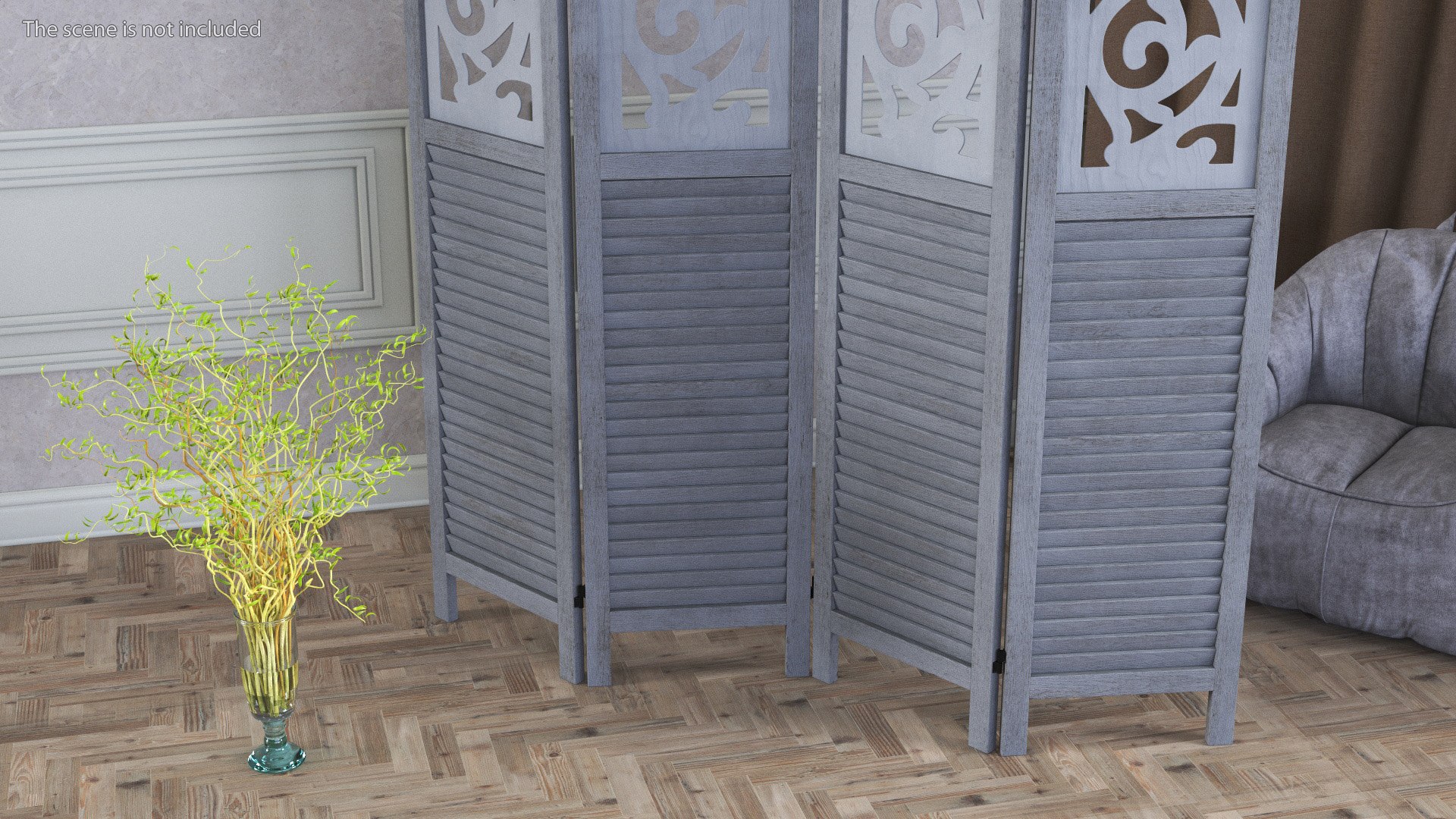 3D Gray Carved Wood Folding Room Divider Model - TurboSquid 2127805