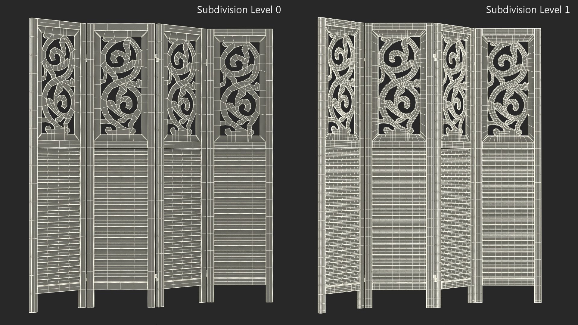 3D Gray Carved Wood Folding Room Divider Model - TurboSquid 2127805