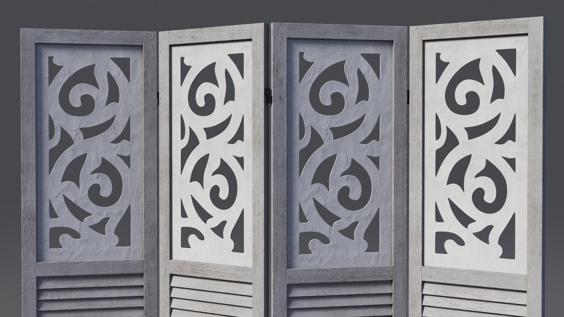 3D Gray Carved Wood Folding Room Divider Model - TurboSquid 2127805