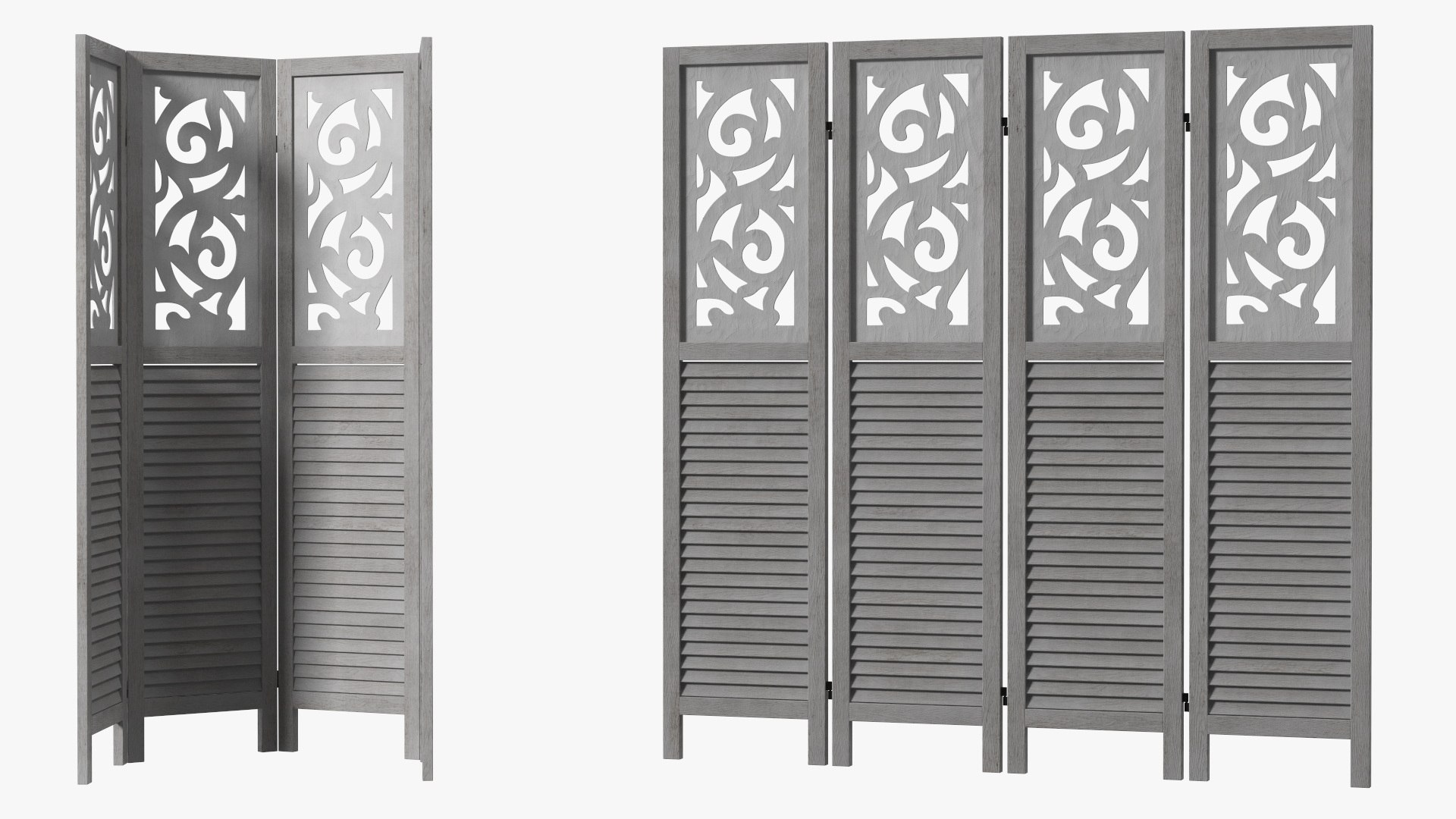 3D Gray Carved Wood Folding Room Divider Model - TurboSquid 2127805