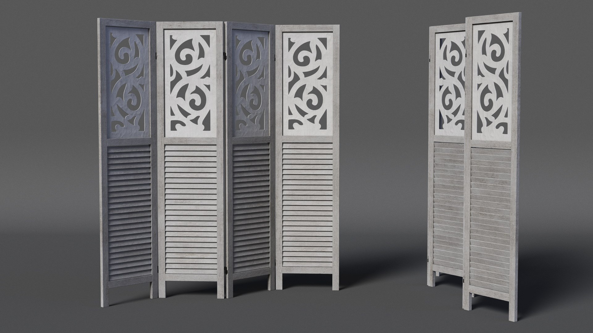 3D Gray Carved Wood Folding Room Divider Model - TurboSquid 2127805