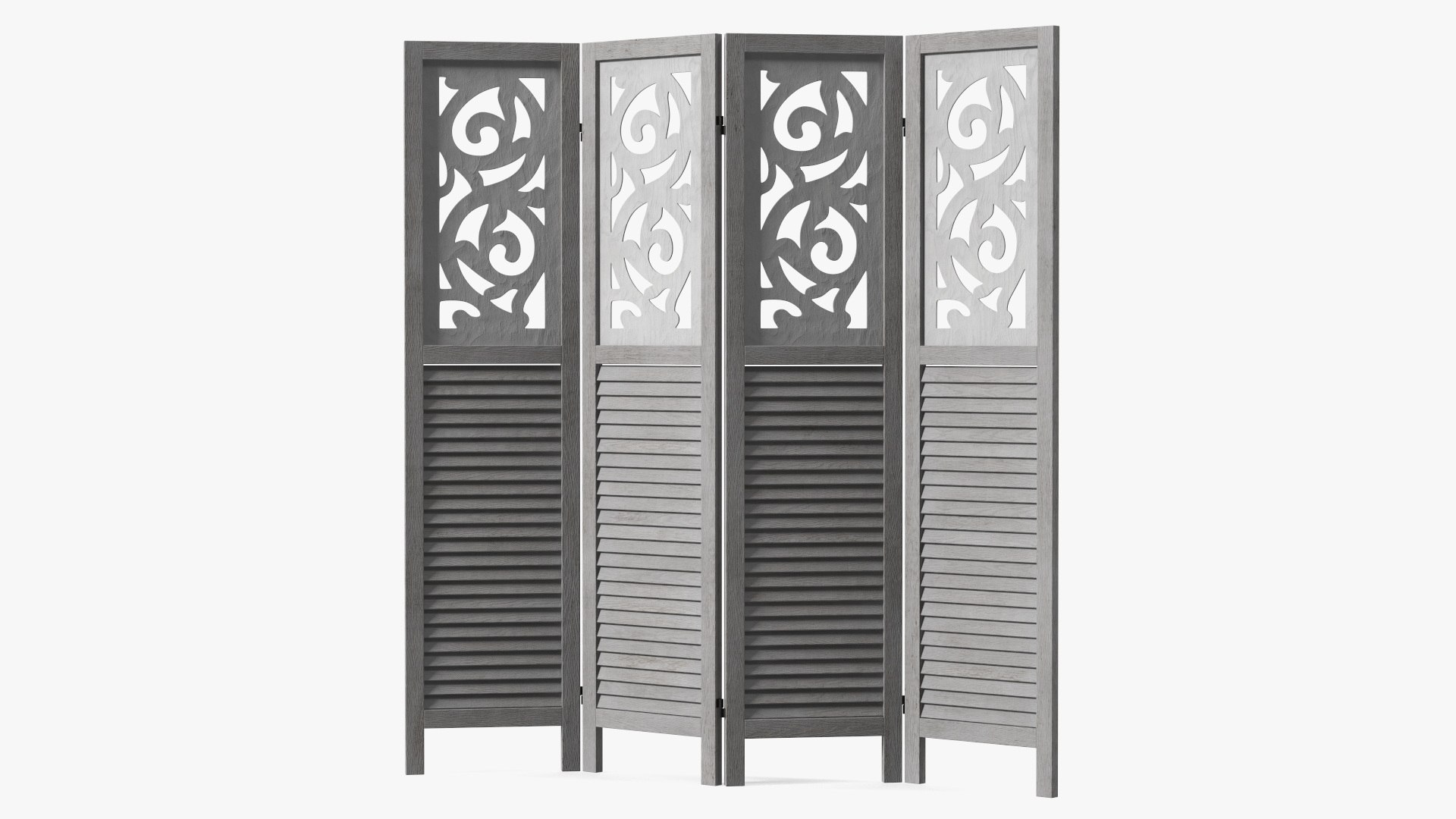 3D Gray Carved Wood Folding Room Divider model - TurboSquid 2127805