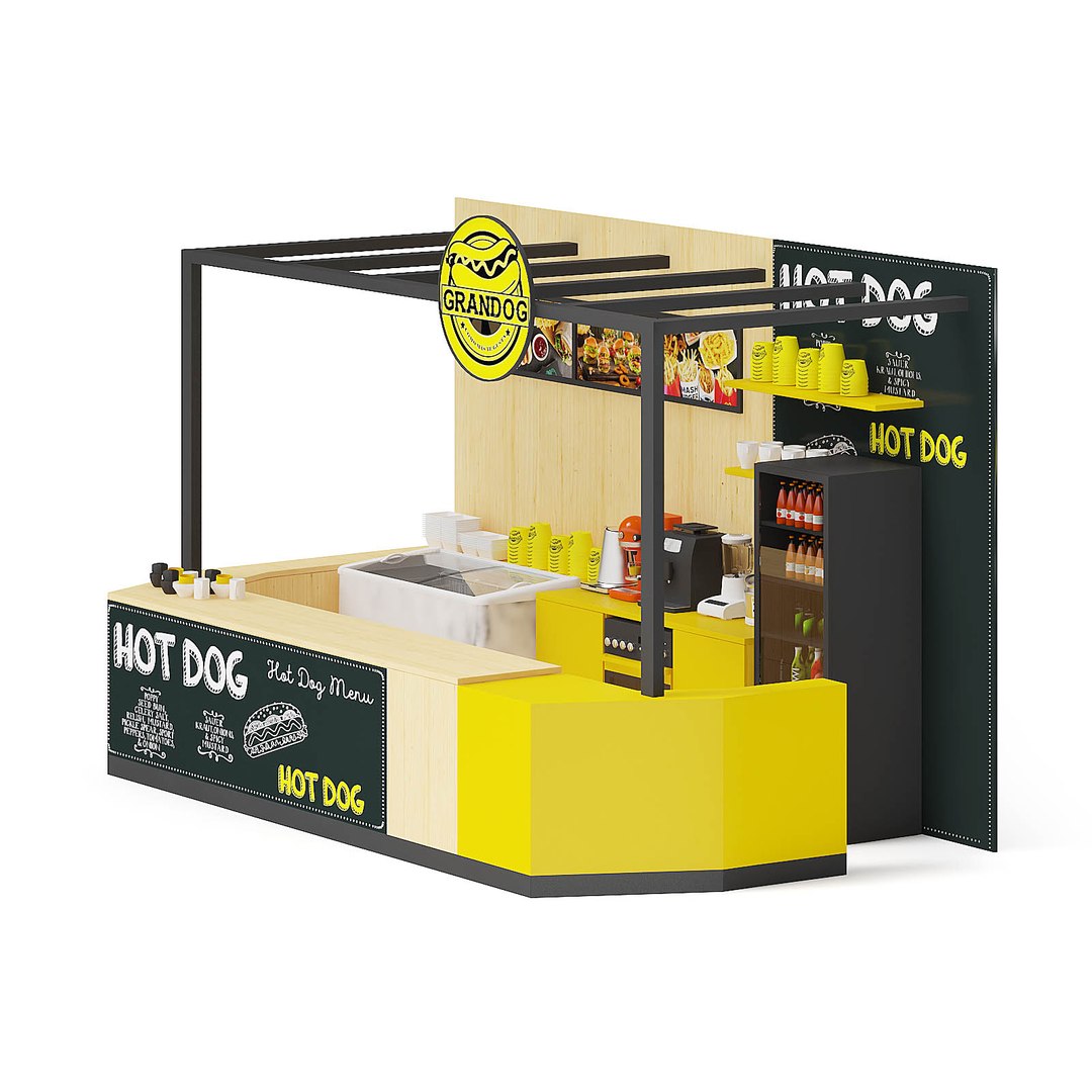 3D Black Hot Dog Stand - TurboSquid 1442968