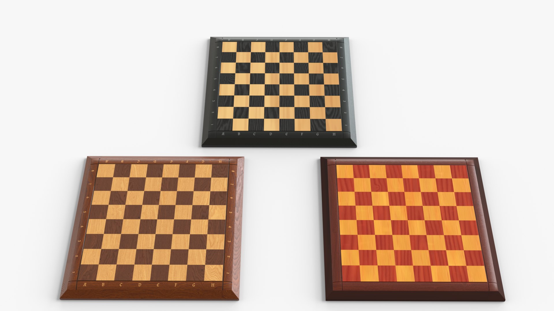 3D Three Different Wooden Chess Pieces And Boards Model - TurboSquid ...