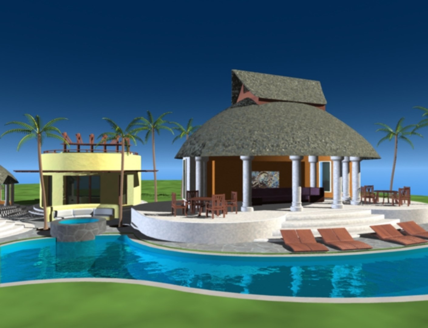 Tropical Resort 3d Model