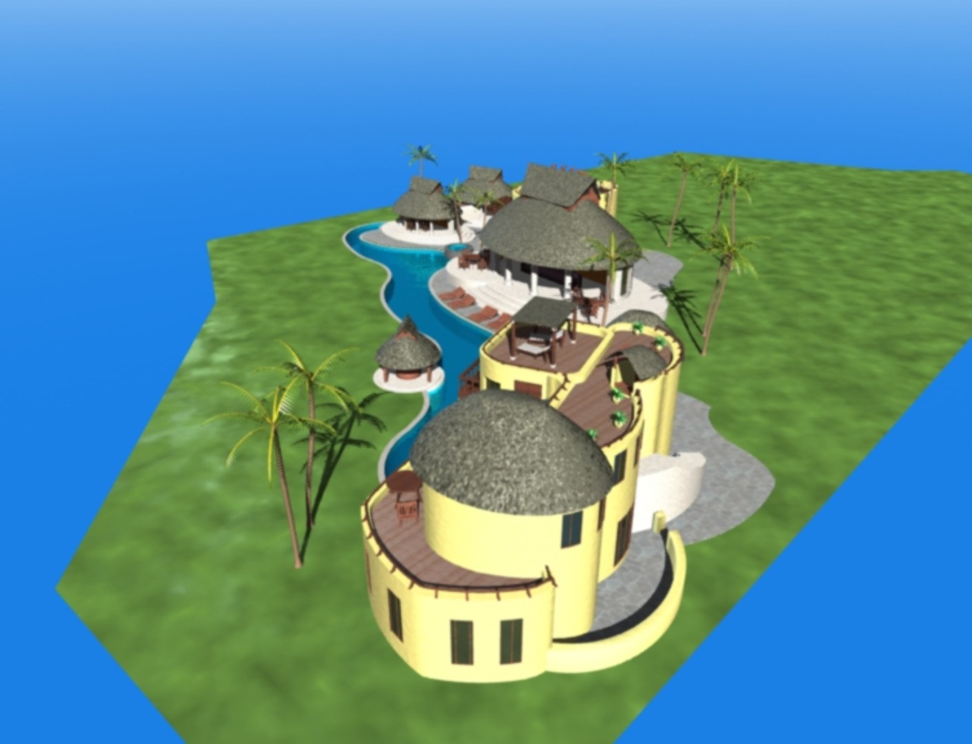 Tropical Resort 3d Model