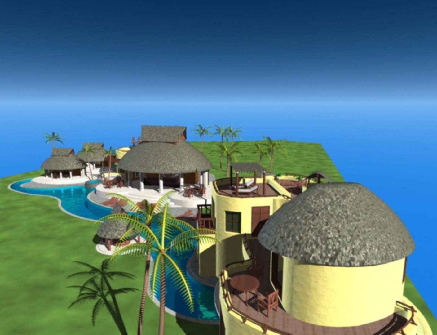 Tropical Resort 3d Model