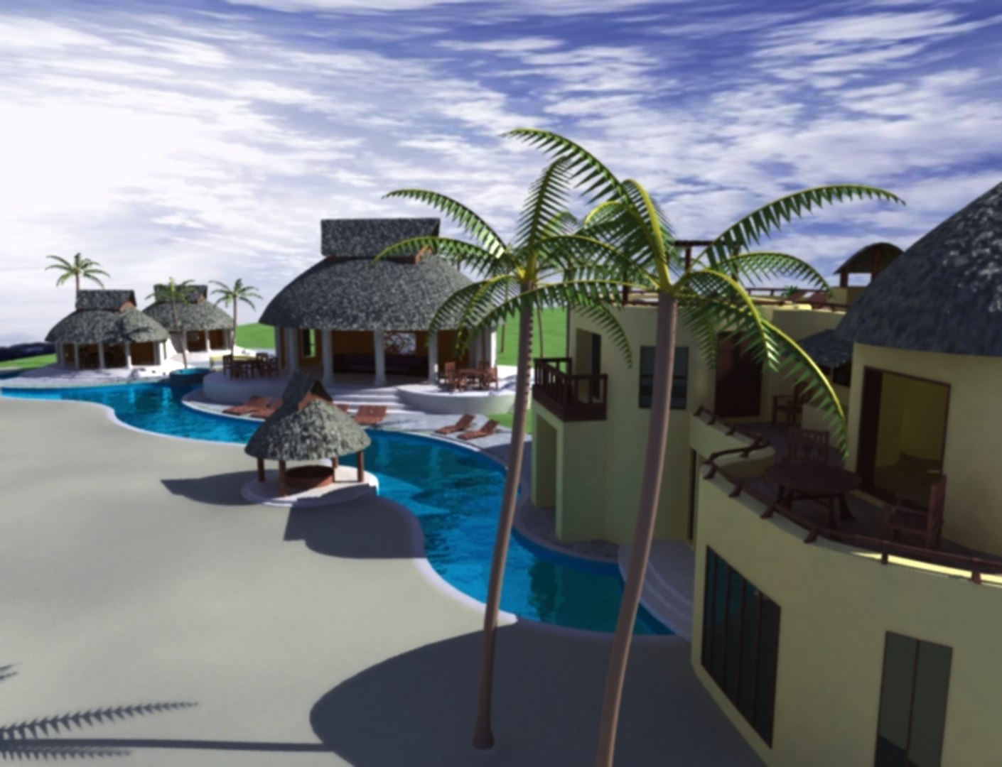 Tropical Resort 3d Model