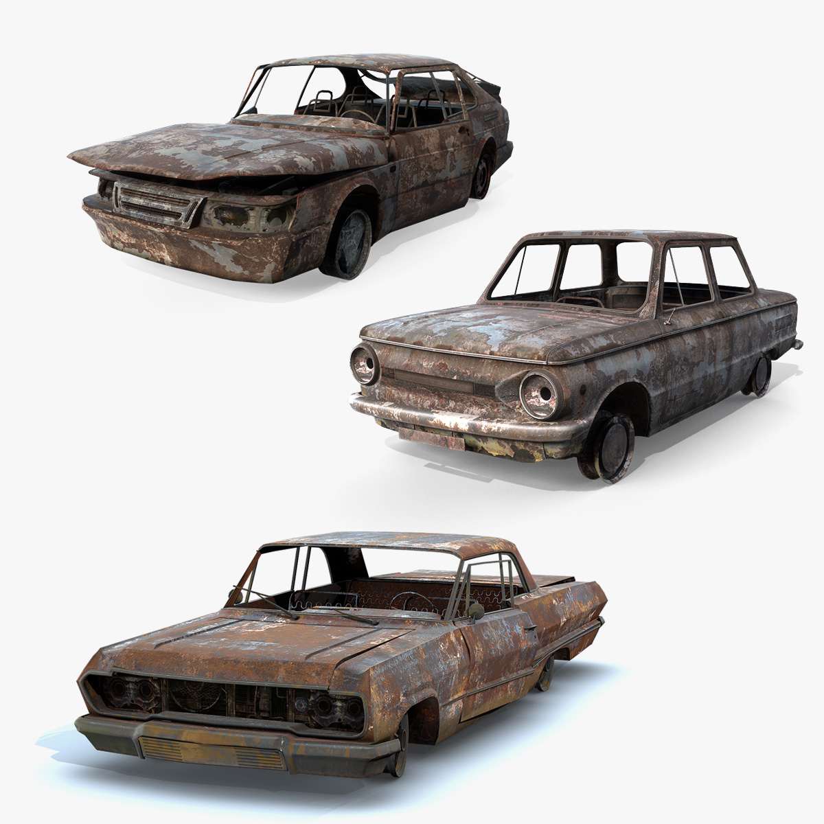 Set burnt cars 3D model - TurboSquid 1427026