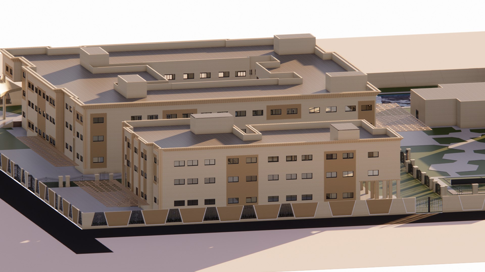 3D Revit-3DMAX School On Town 3D Model - TurboSquid 2060753