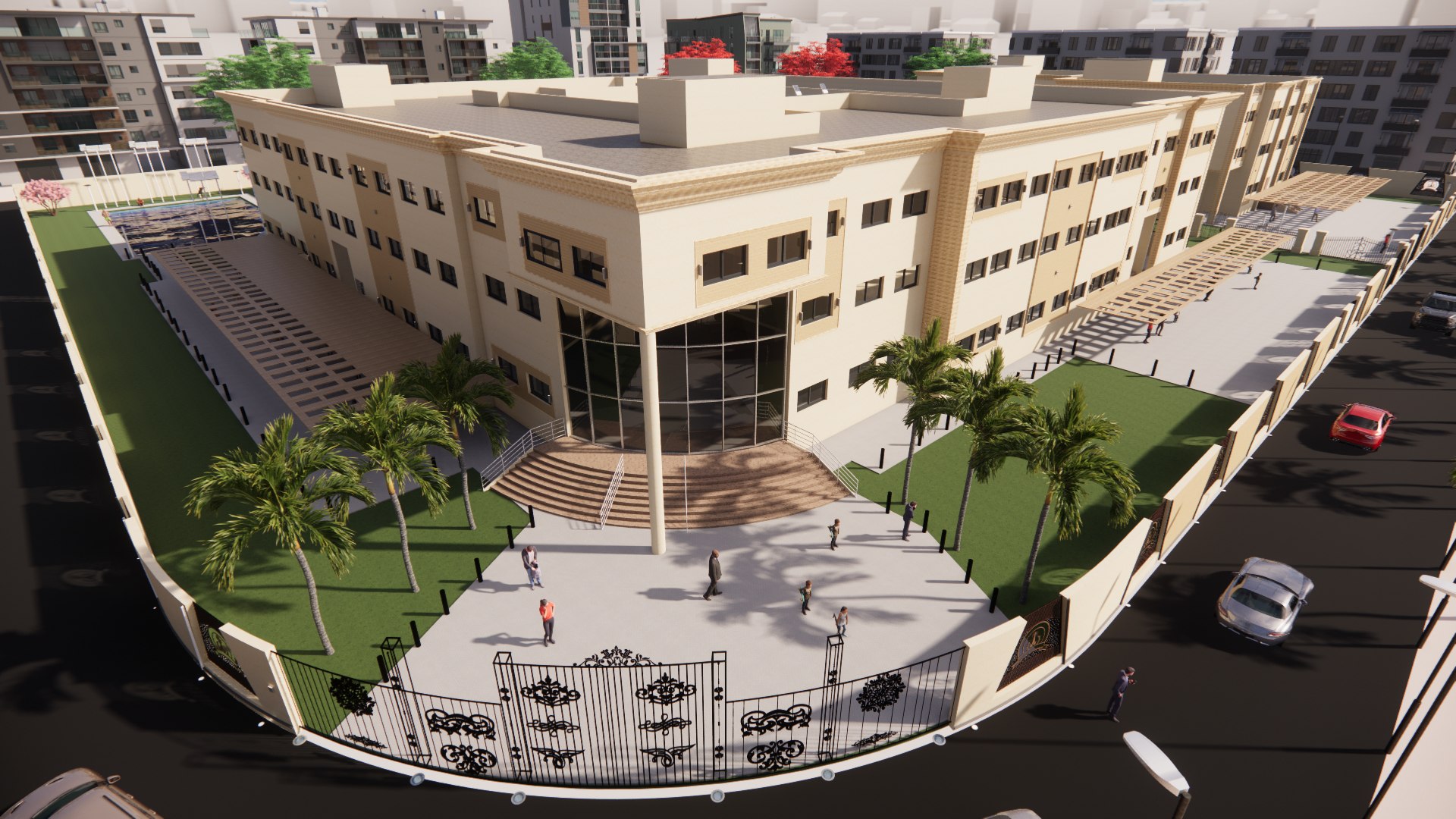 3D Revit-3DMAX School On Town 3D Model - TurboSquid 2060753