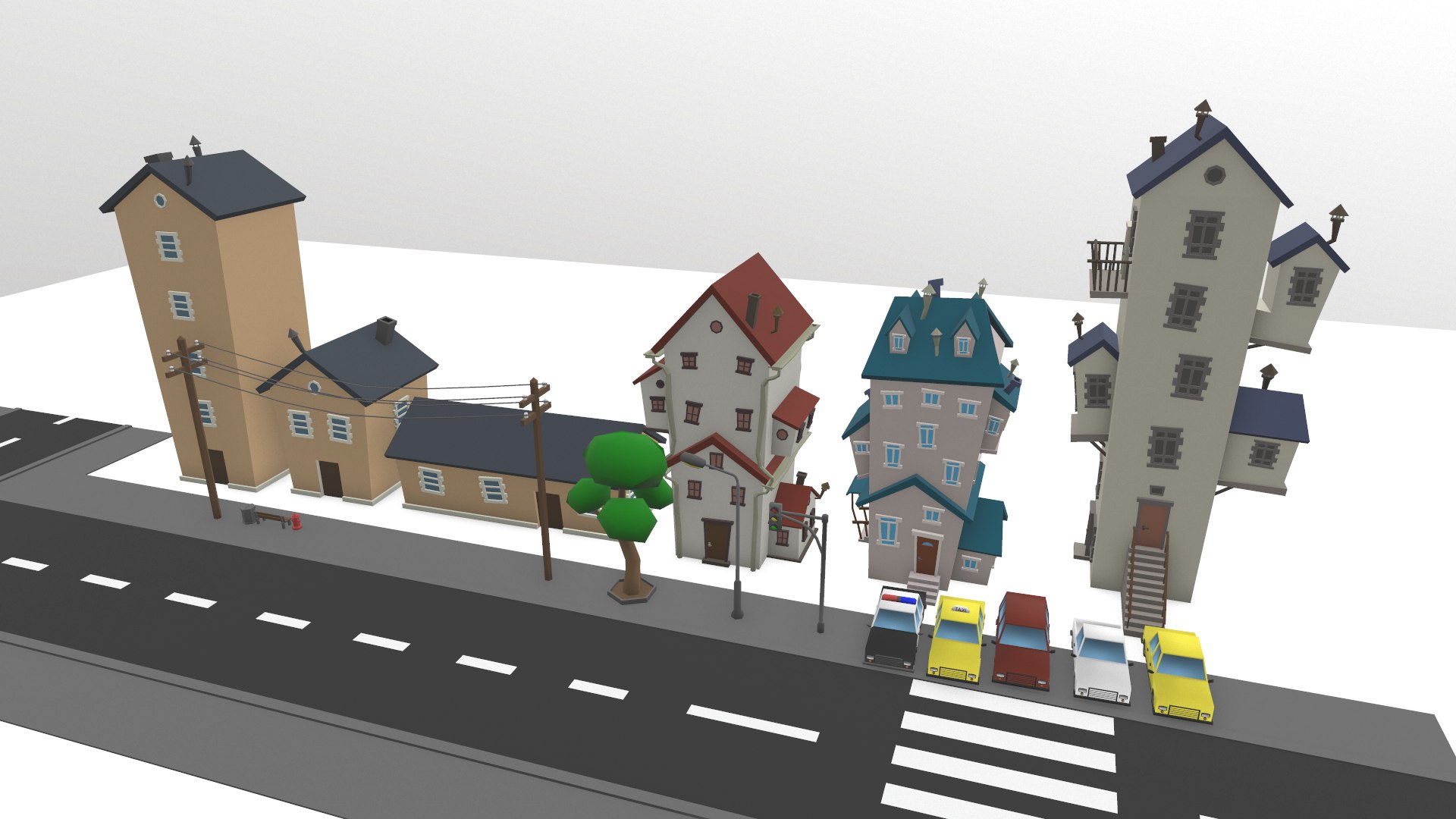 3D Cartoon Street - TurboSquid 1150113