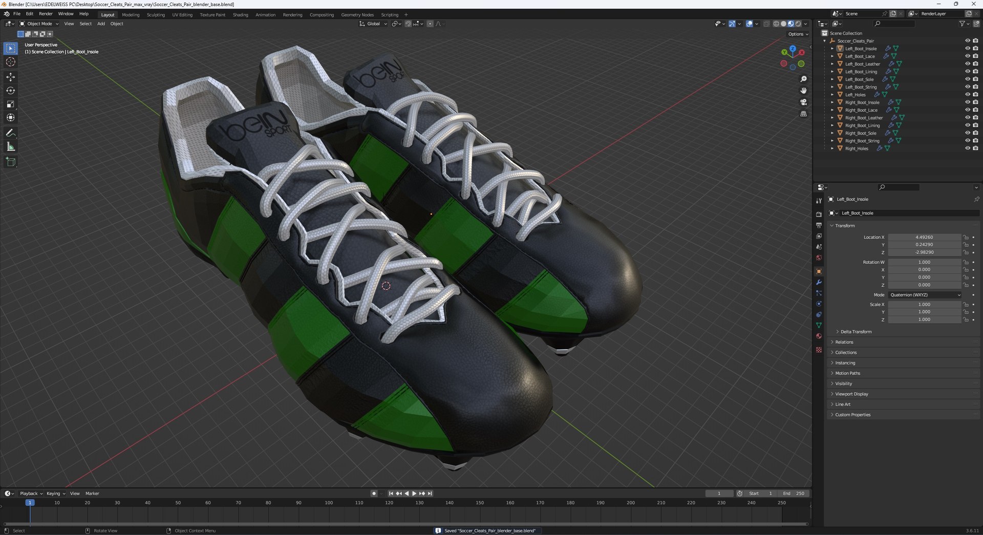 Soccer Cleats Pair 3D Model - TurboSquid 2326759