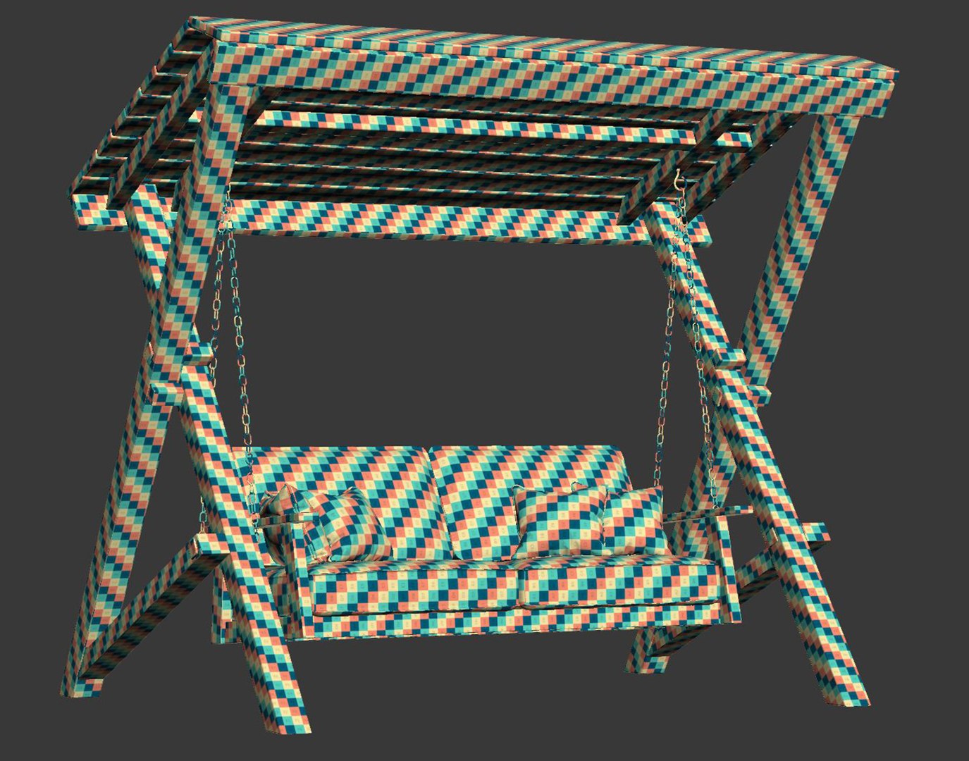 3D Wooden Double-Seater Garden Swing V2 Model - TurboSquid 1999015