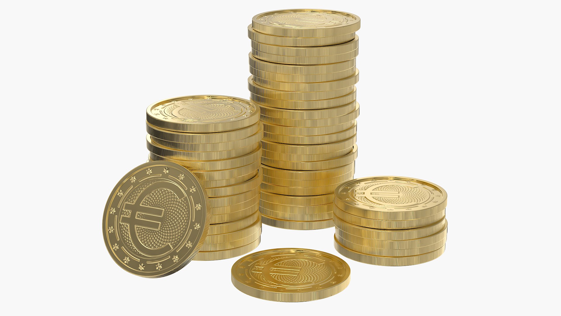 3D Euro Gold Coin Stack 1 - TurboSquid 2275497