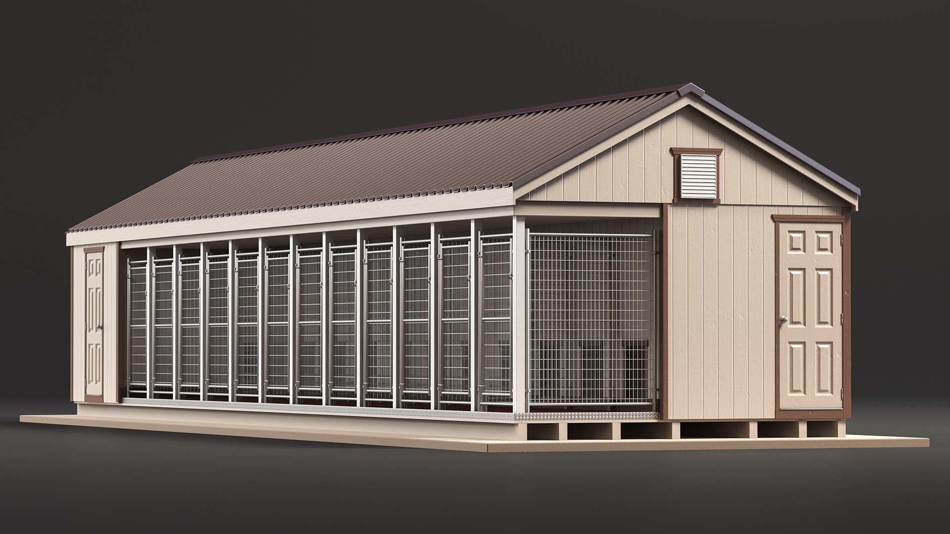 3D Commercial Dog Kennel With Storage Area - TurboSquid 1980938