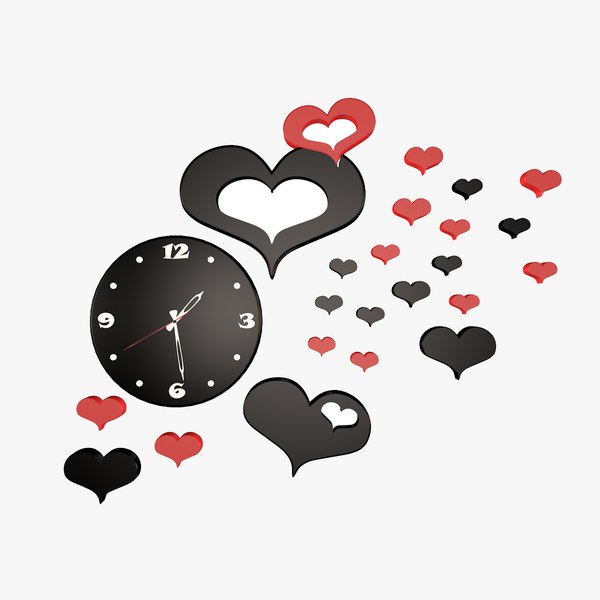 modelo 3d reloj de pared corazones - TurboSquid 1791563